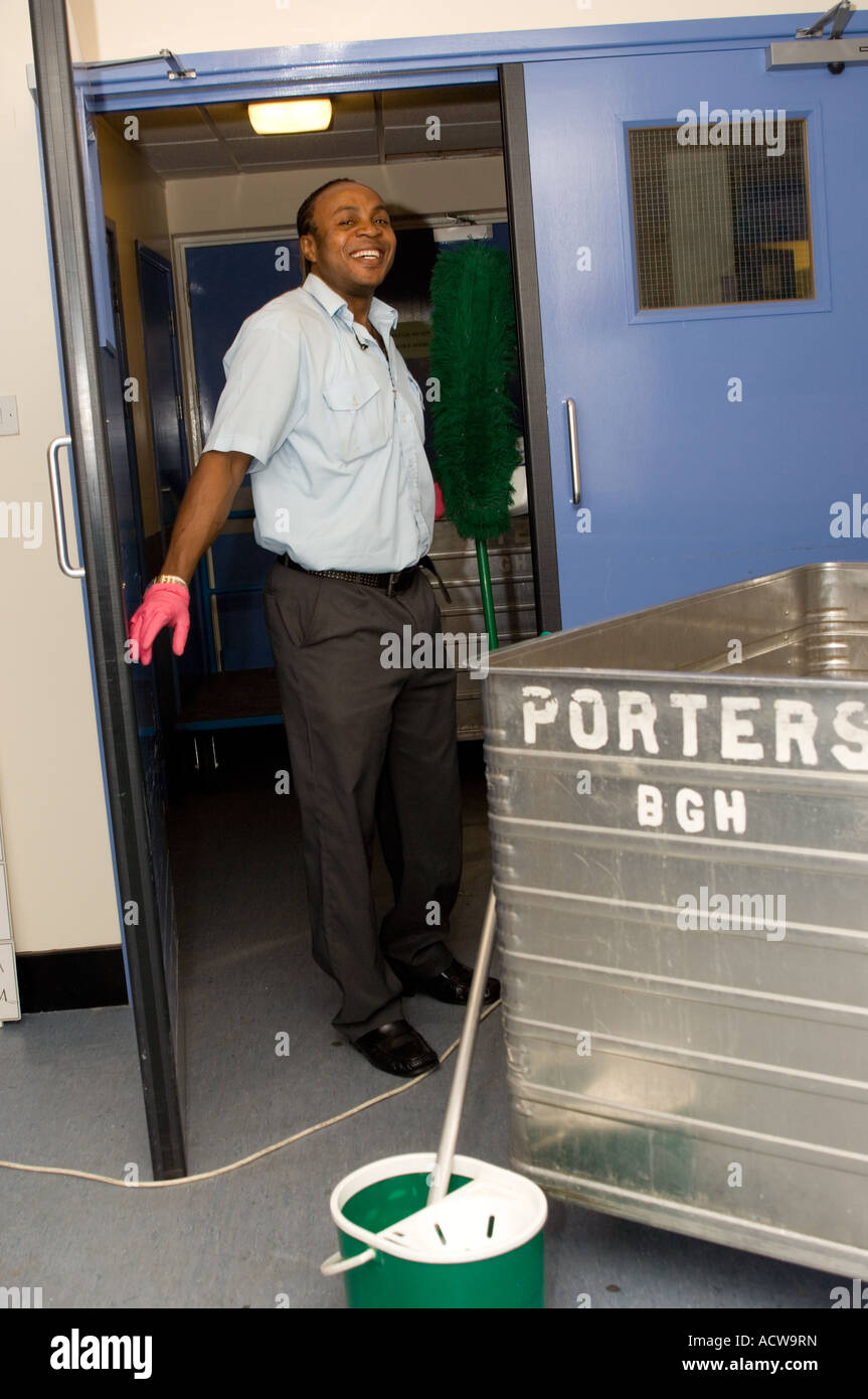 Black male Porter cleaner at Bronglais Hospital Ceredigion National ...
