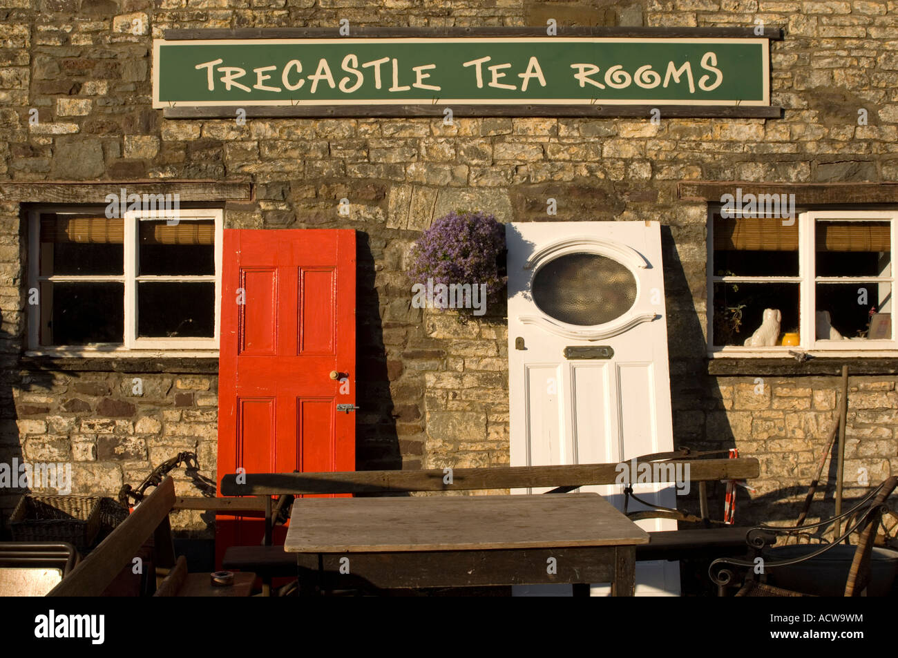 Tea rooms and old architectural salvage store exterior Trecastle ...