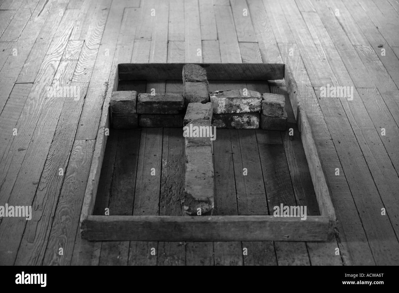 Wood cross on wooden Black and White Stock Photos & Images - Alamy