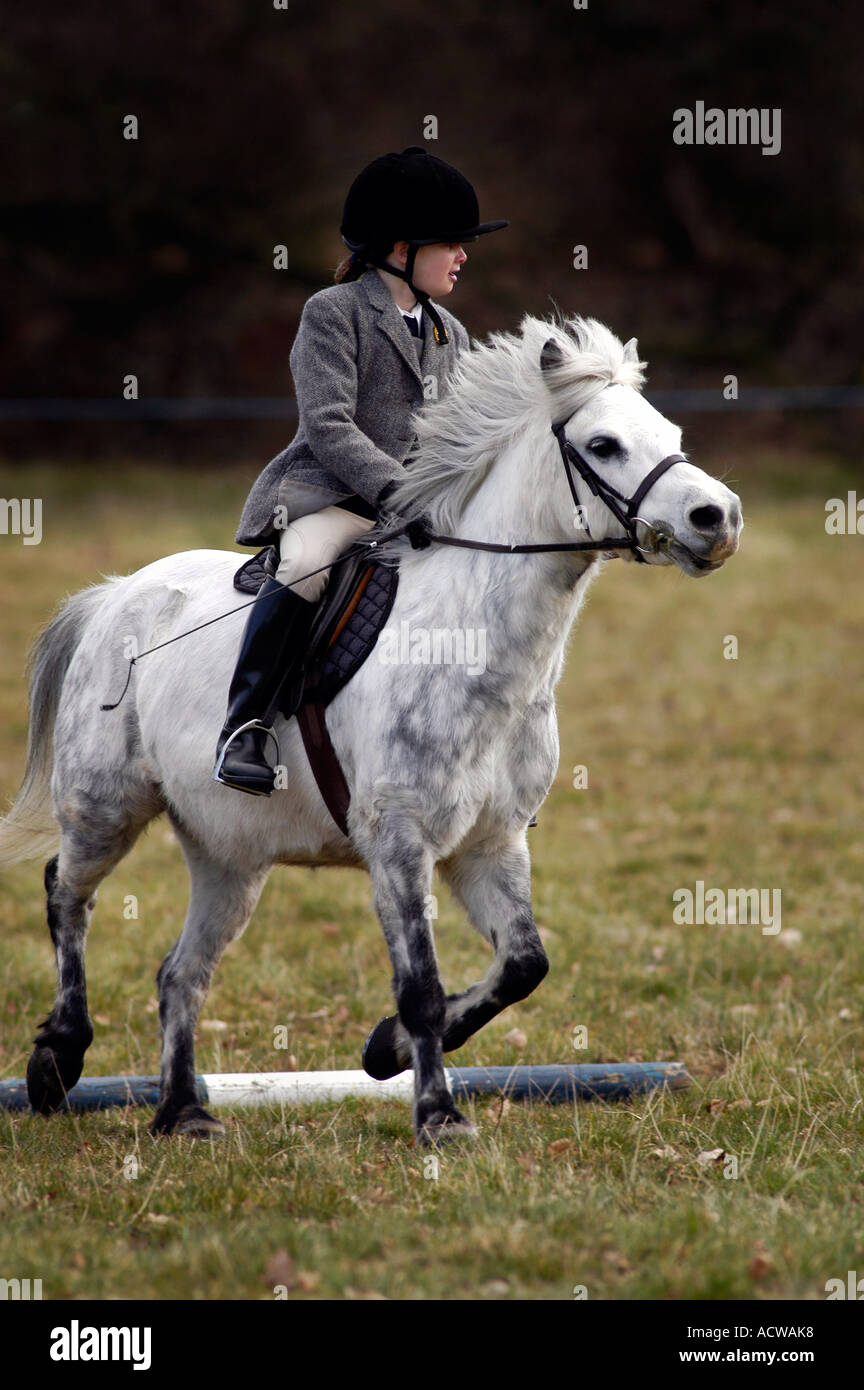 30 3 03 North Berwick Scotland Young girl on her pony model release may ...