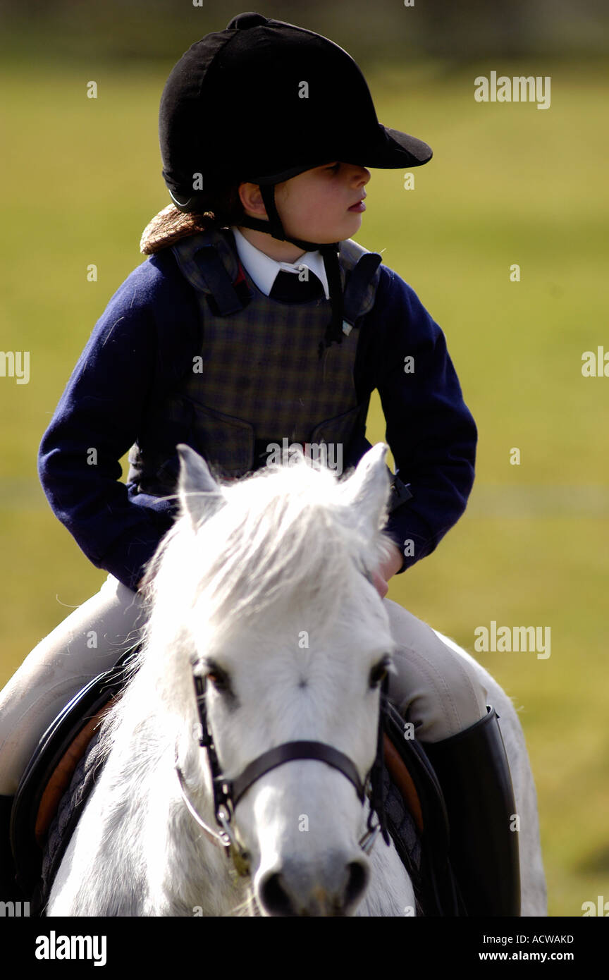 30 3 03 North Berwick Scotland Young girl on her pony model release may ...