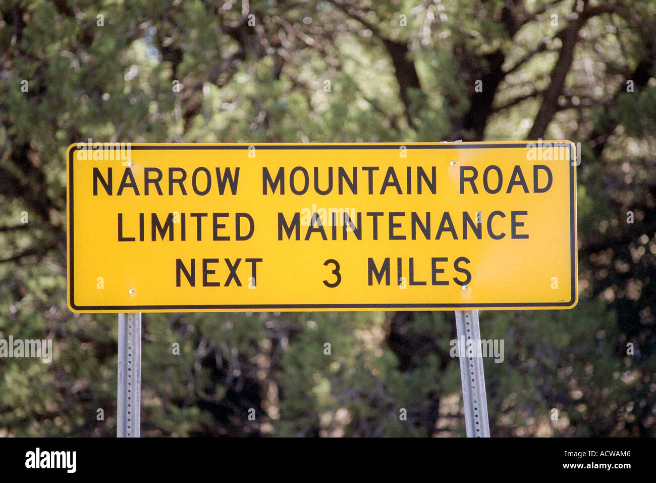 Narrow road yellow road sign hi-res stock photography and images - Alamy