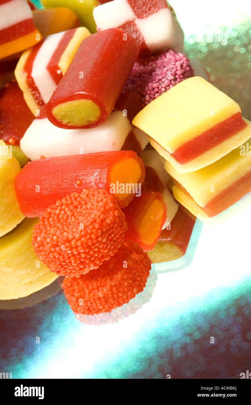 Close up of Fruit fruity allsorts sweets candy Stock Photo - Alamy