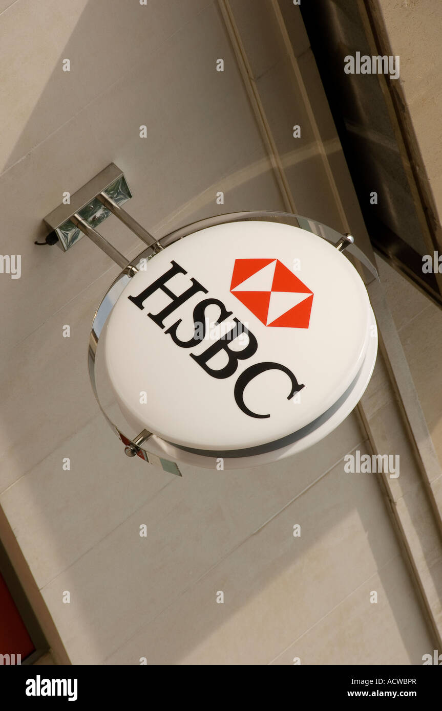 Close up of HSBC Bank sign England UK United Kingdom GB Great Britain ...