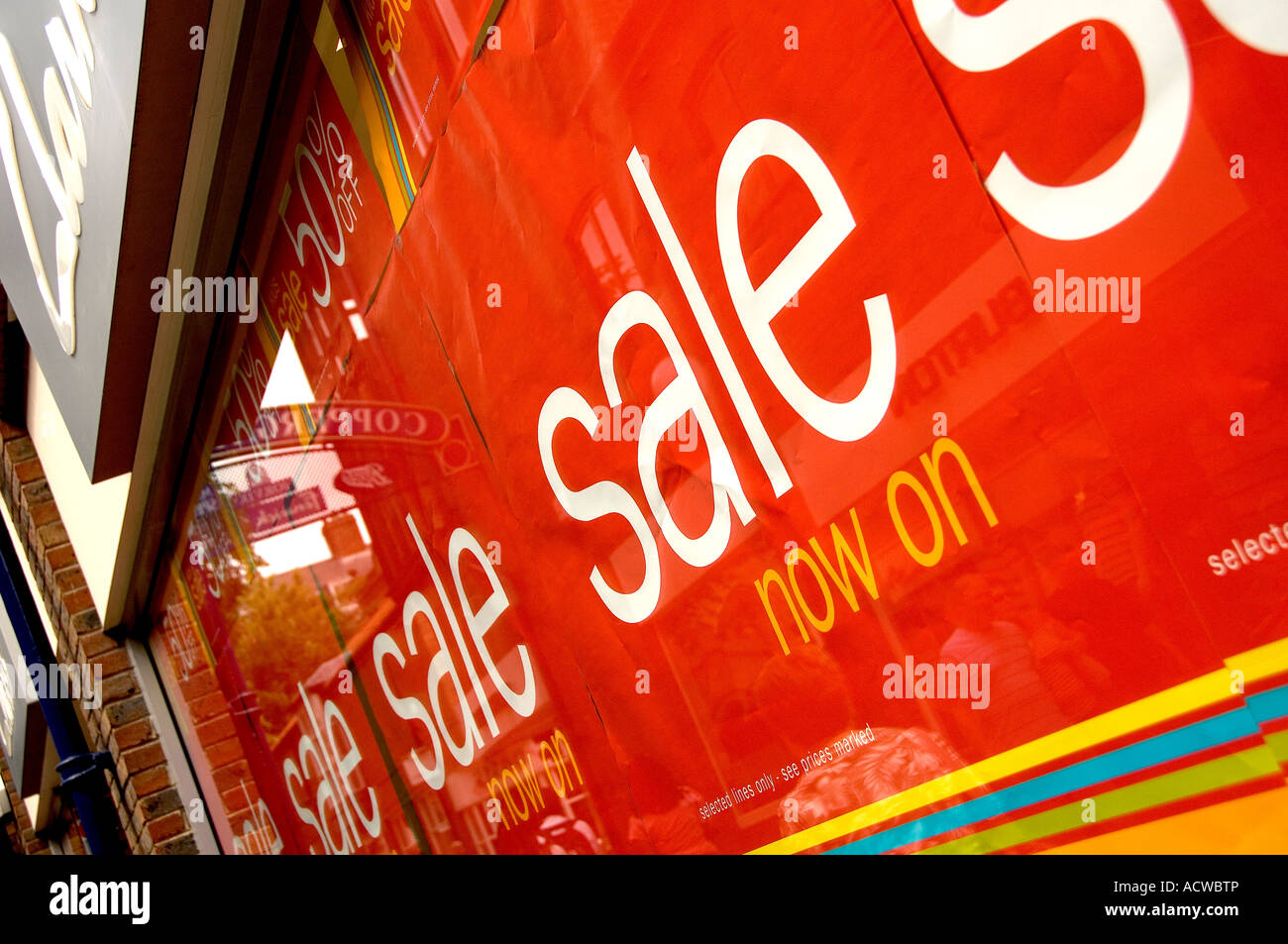 Close up of store Shop window sale sign Stock Photo - Alamy