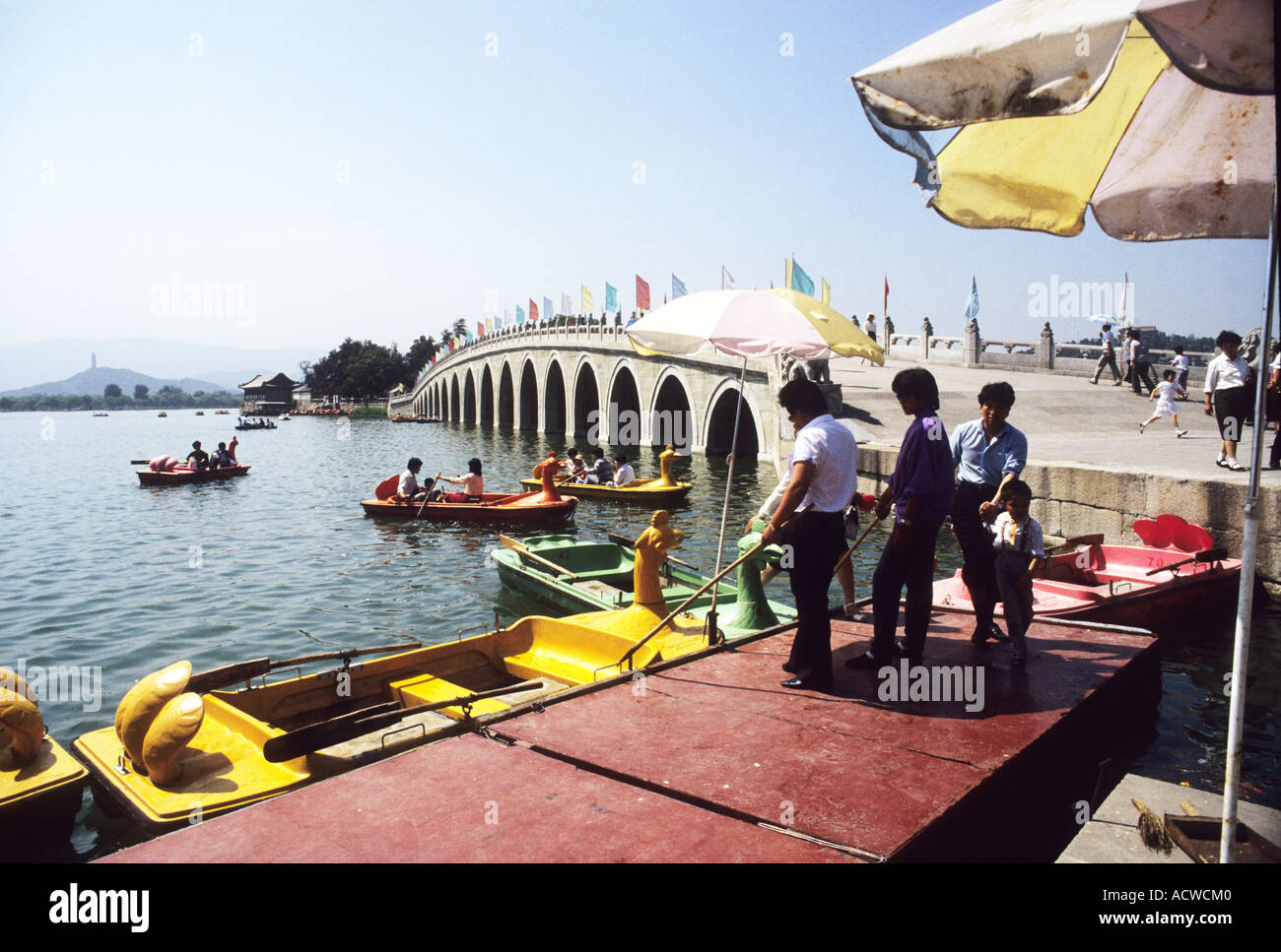 Pleasure boats for hire at the Summer Palace Lake,Beijing.Peking China ...