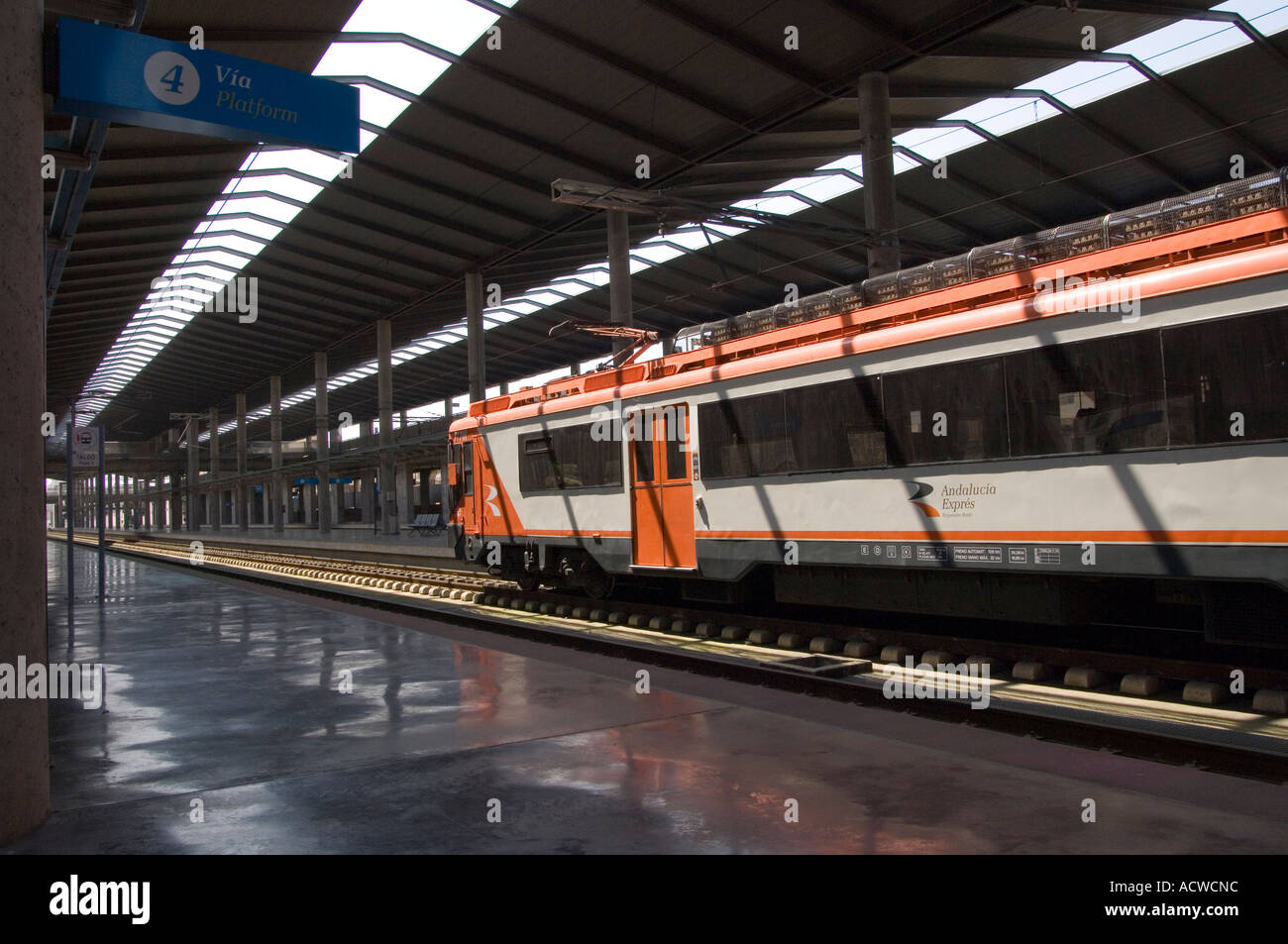A train sitting in the railway station in Cordoba, Andalucia, Andalusia ...