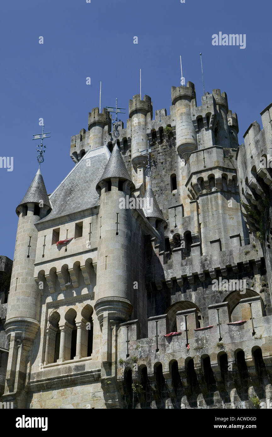 Outer battlements at Butron Castle a 13th century medieval castle in ...