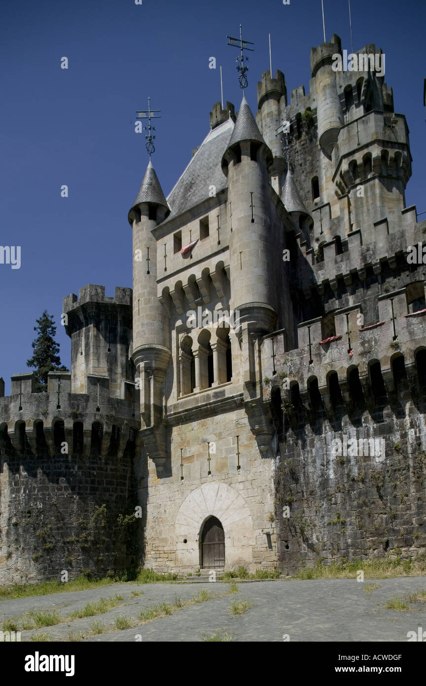 Outer battlements at Butron Castle a 13th century medieval castle in ...