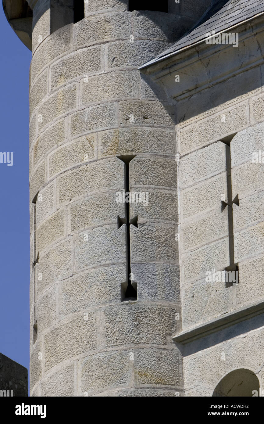 Arrow slits in battlements at Butron Castle a 13th century medieval ...
