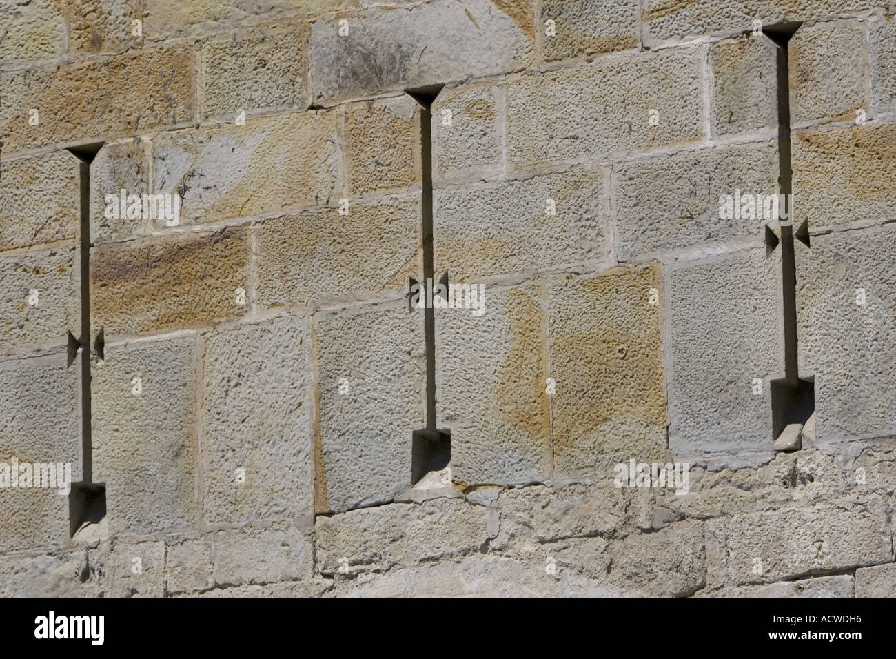Arrow slits part outer battlements at Butron Castle a 13th century ...