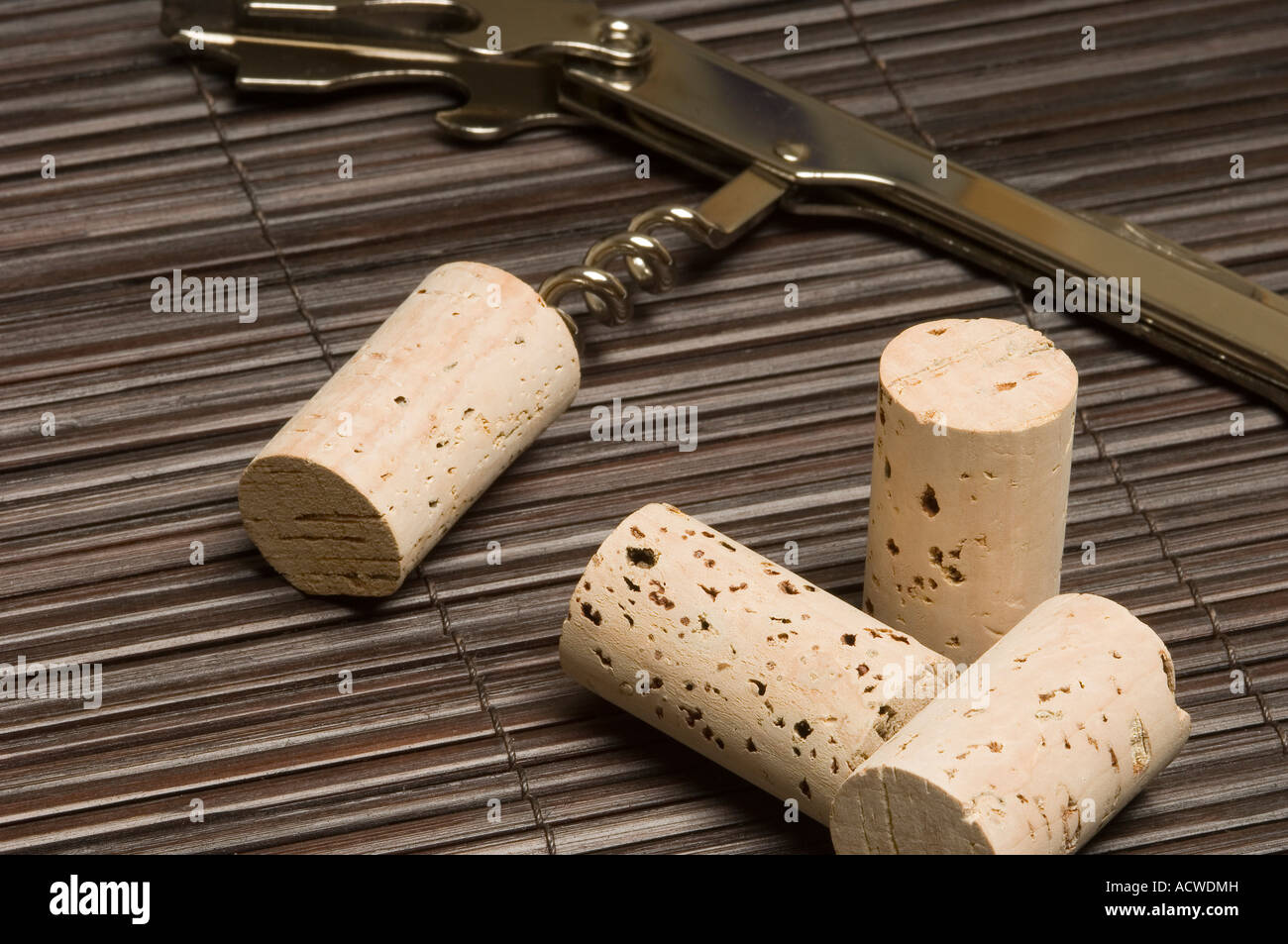 Close up of corks and corkscrew Stock Photo - Alamy