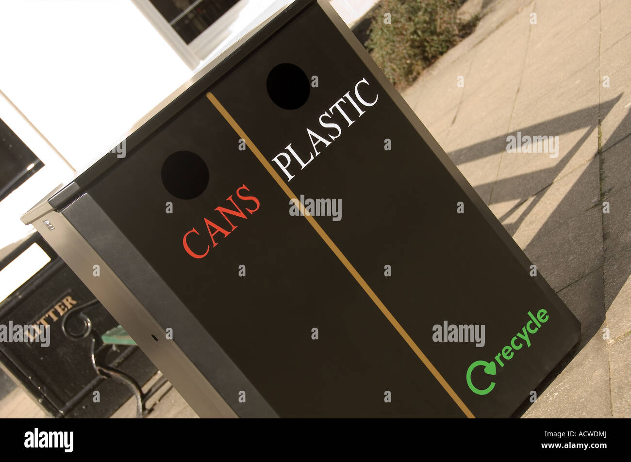 Recycling bin for cans and plastic waste England UK United Kingdom GB ...