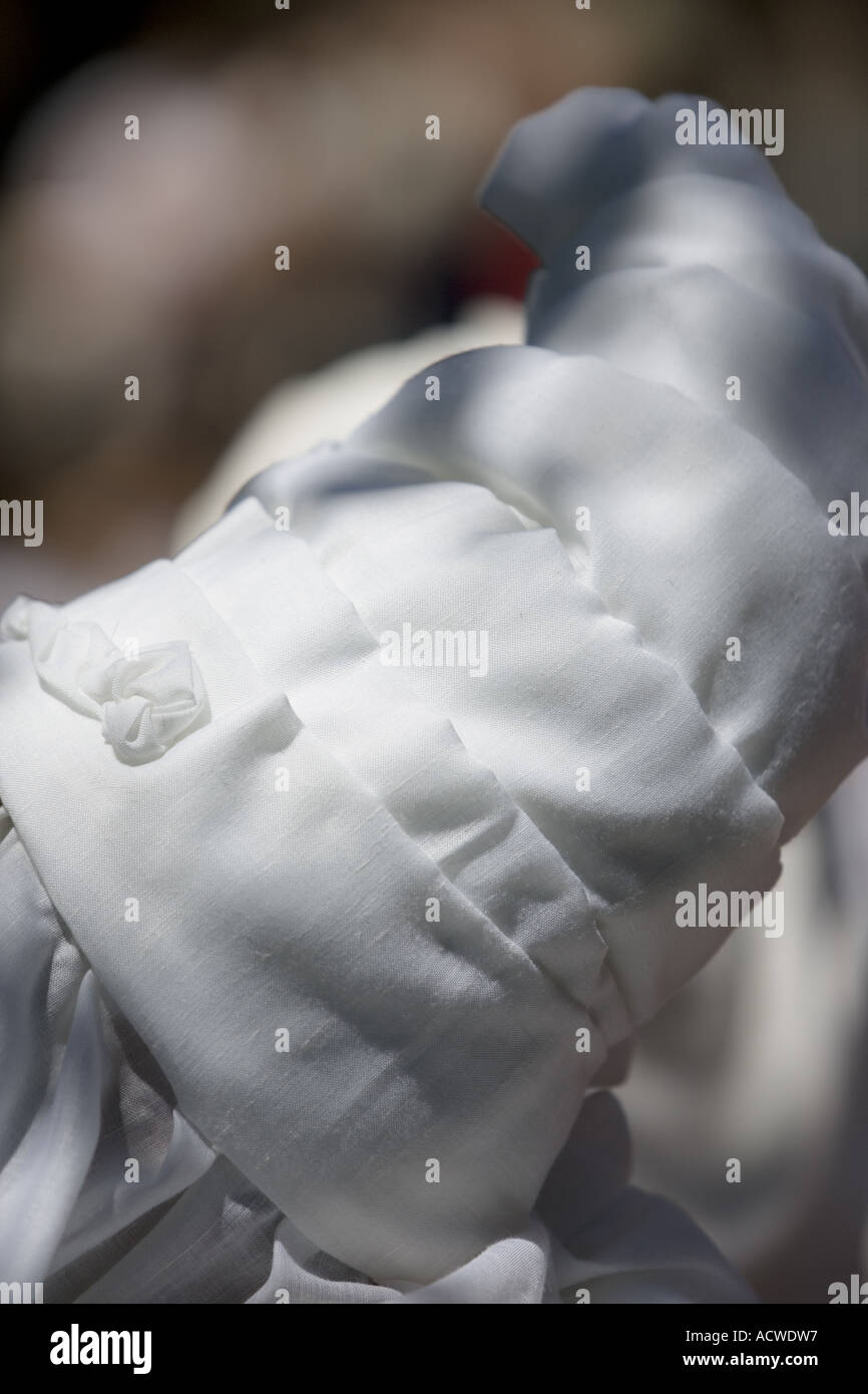 Woman wearing traditional Basque burukoa headdress, Butron Castle near ...
