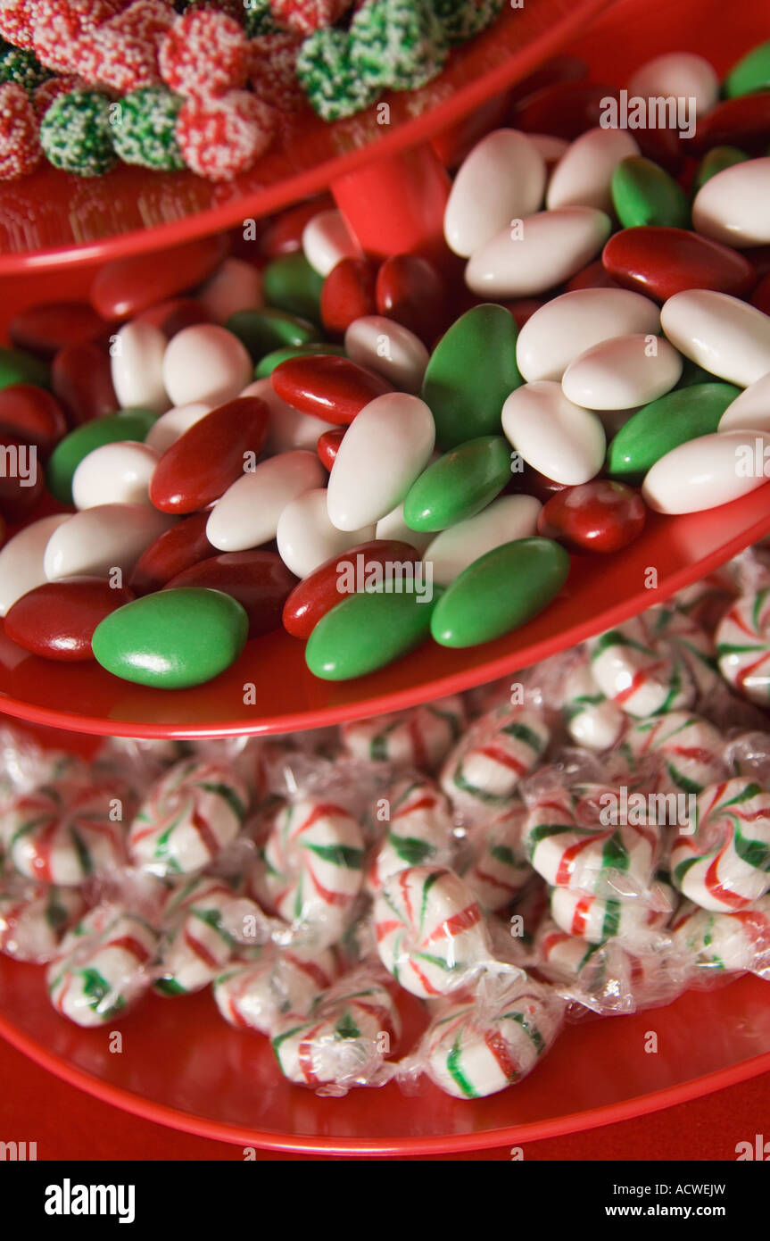 Candy on tiered dish Stock Photo - Alamy