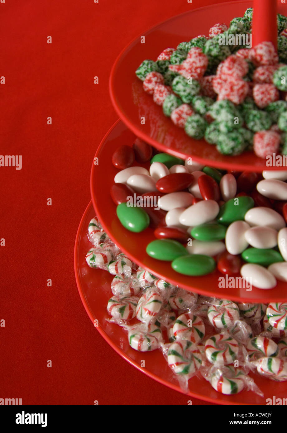 Candy on tiered dish Stock Photo - Alamy