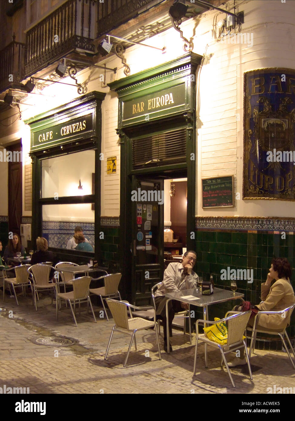 The exterior of the renowned Cafe Europa tapas bar in Seville ...