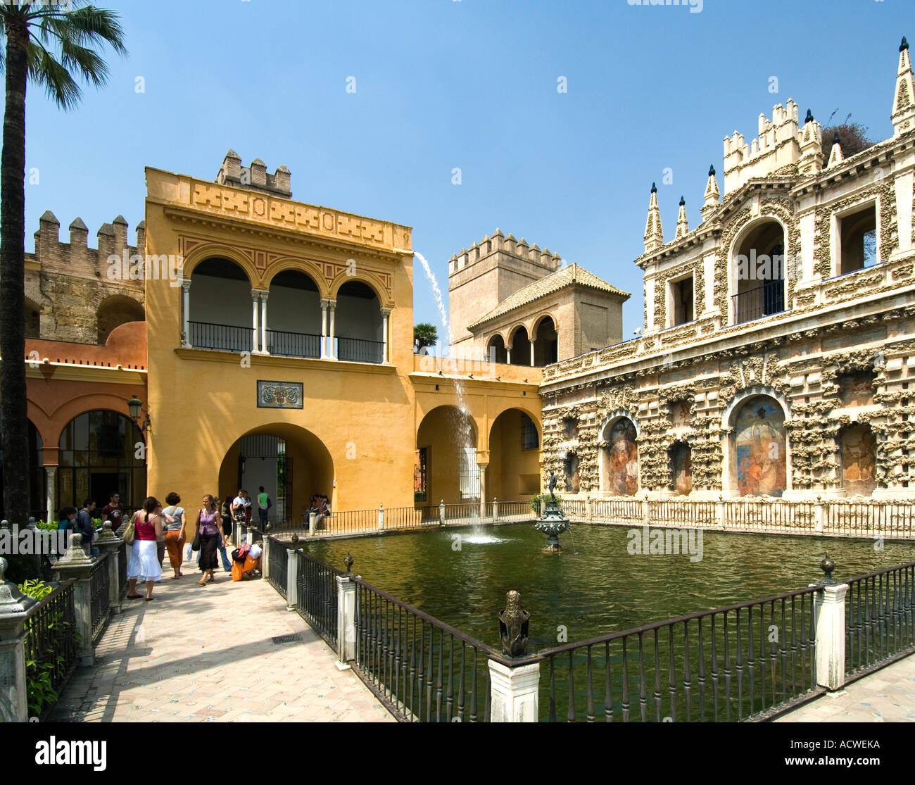 In the gardens of the Real Alcazar palace Seville Andalusia, Andalucia ...