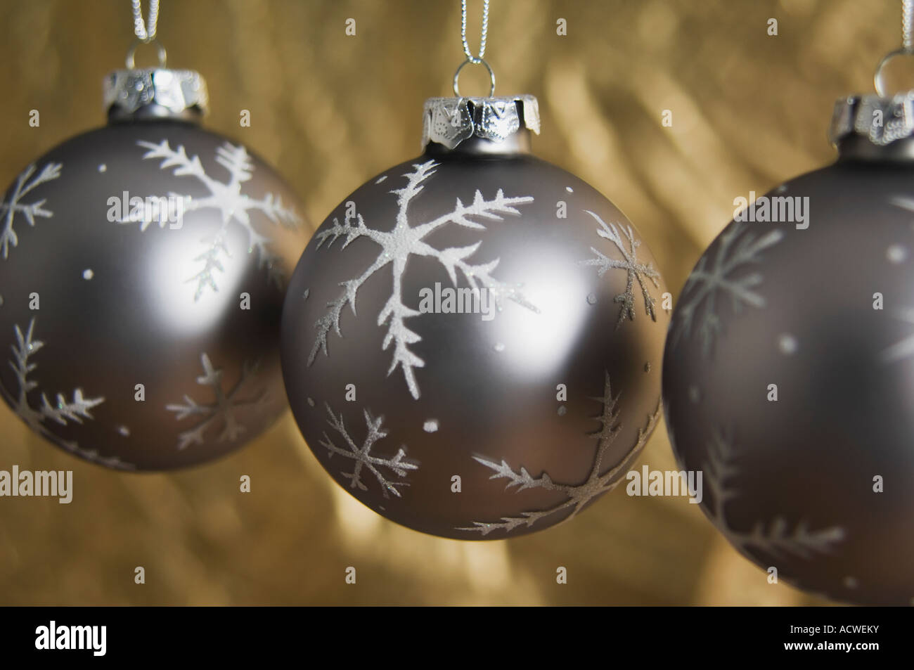 Silver Christmas ornaments Stock Photo - Alamy