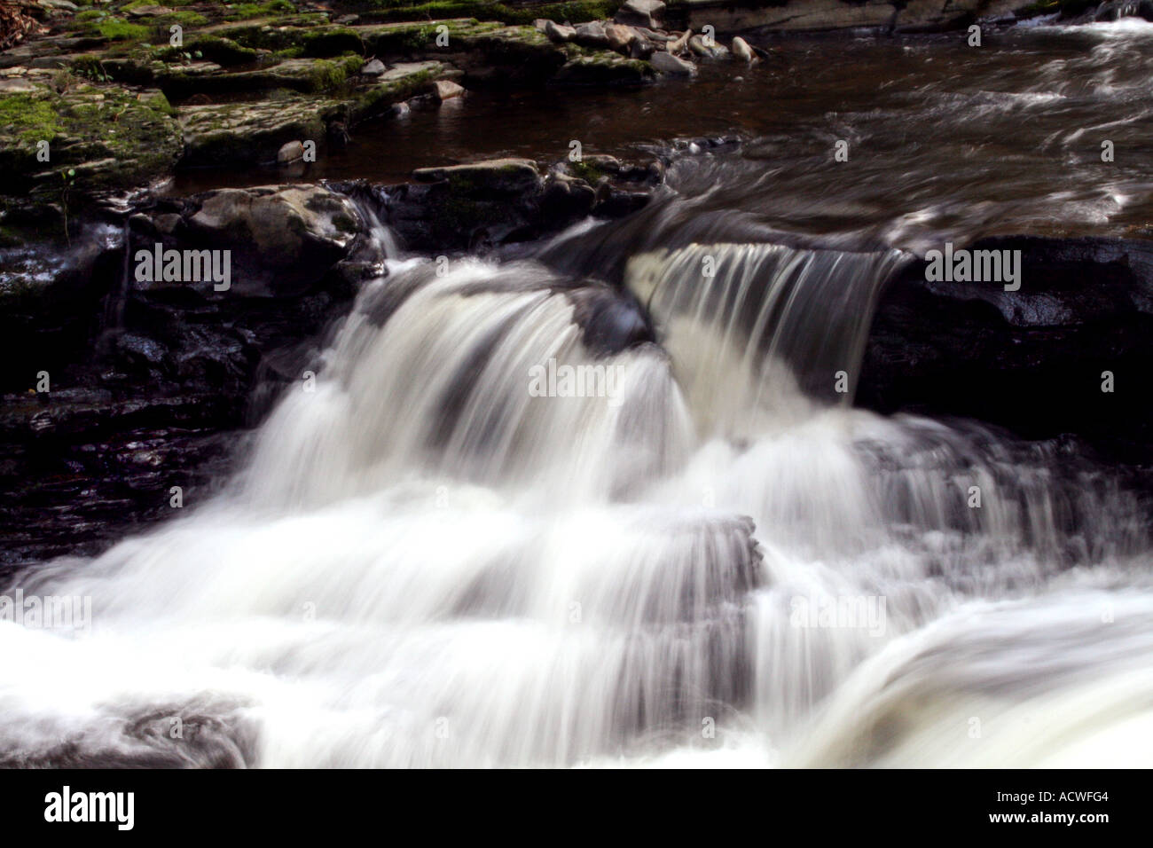 A series of step waterfalls shot at a slow speed Stock Photo - Alamy