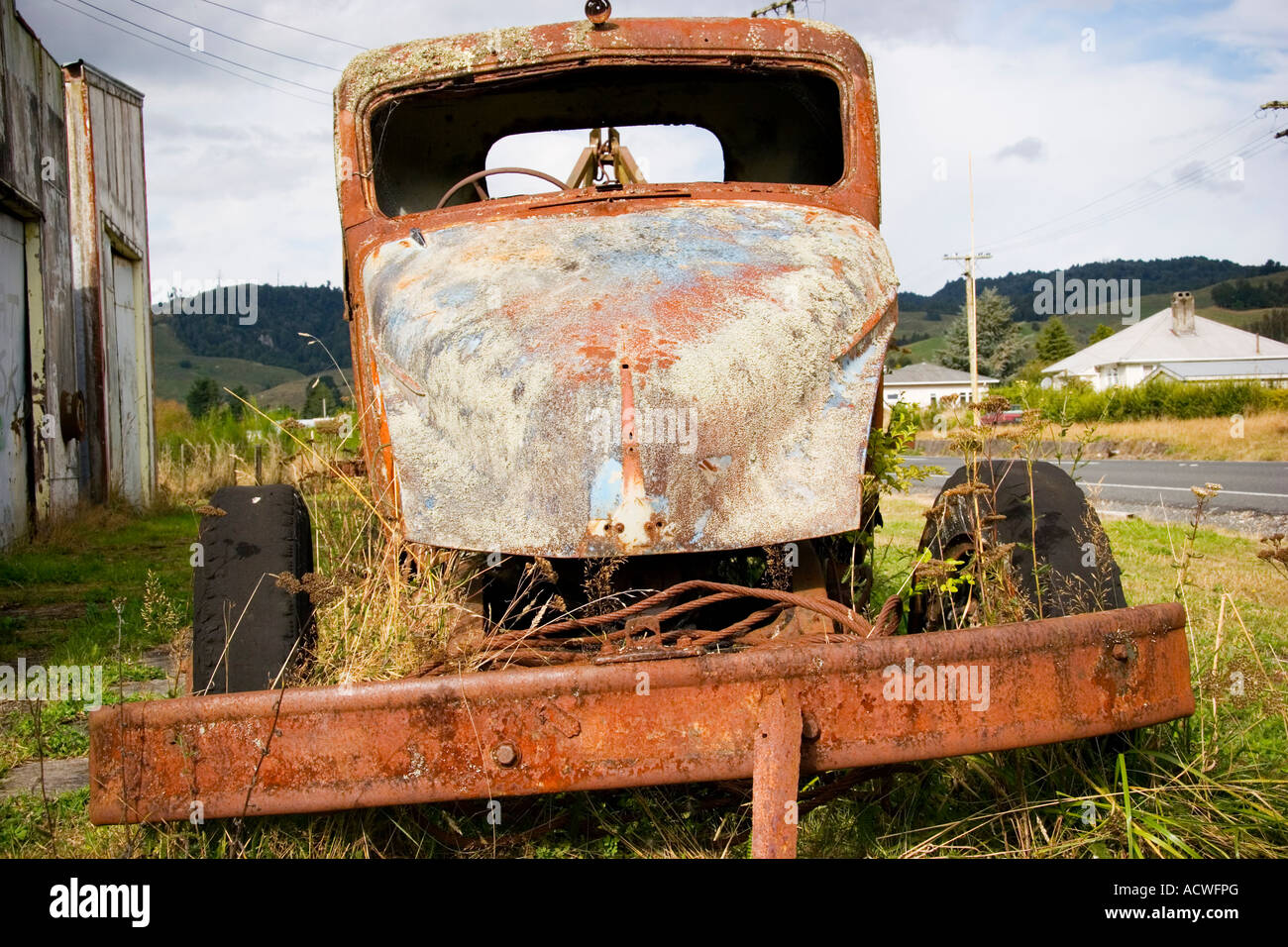 Rusted car wreck North Island New Zealand Stock Photo - Alamy