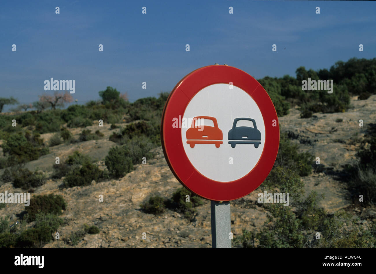traffic sign no passing Spain Stock Photo - Alamy