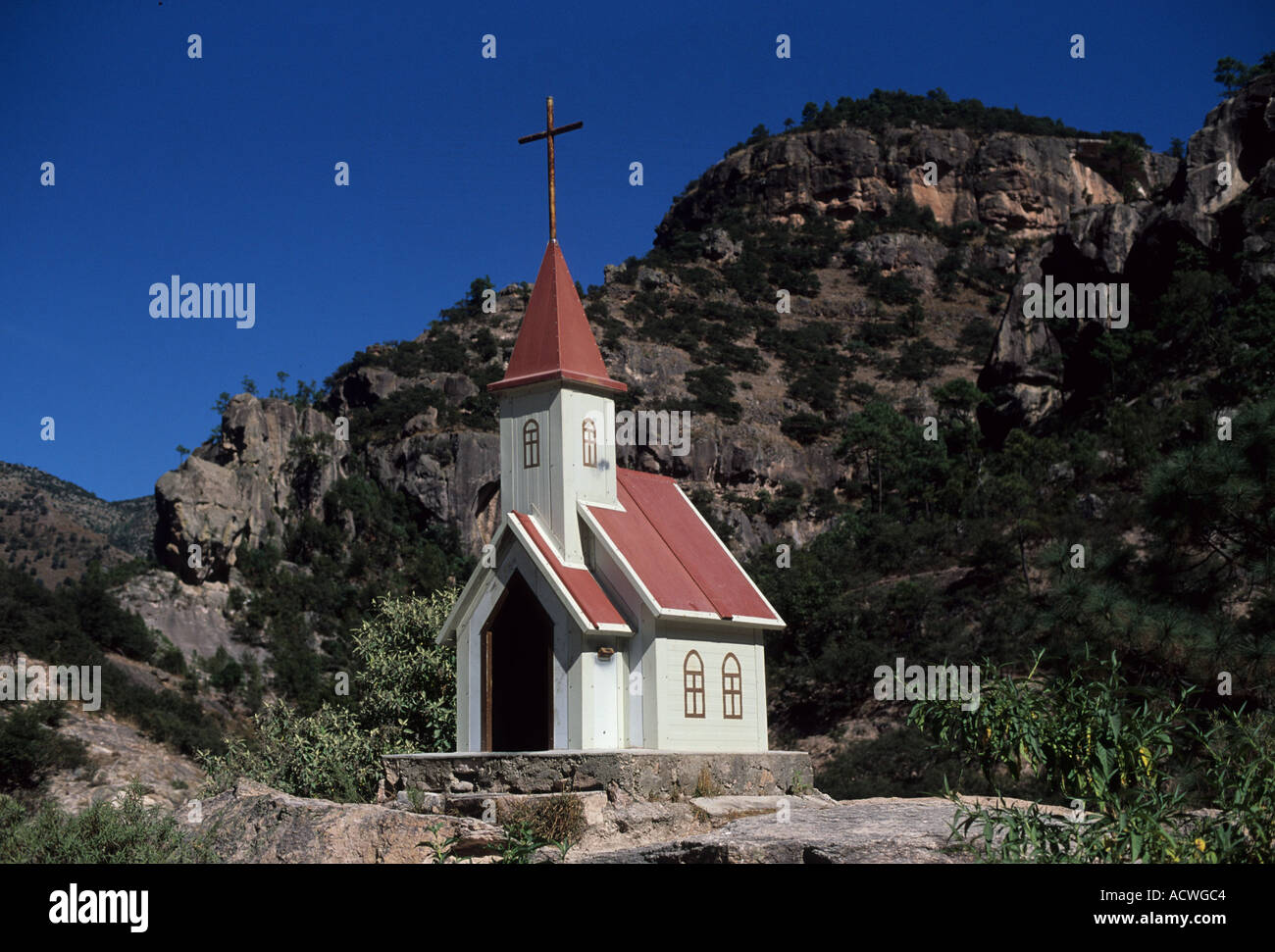 chapel in Creel Sierra Tarahumara Chihuahua Mexico Stock Photo - Alamy