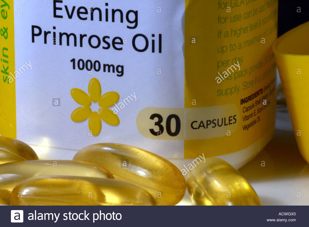 Evening primrose oil capsules Stock Photo - Alamy