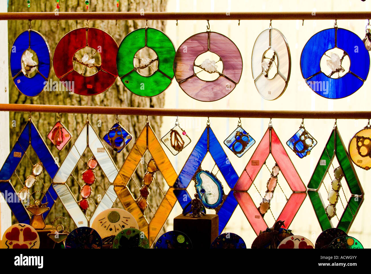 STAINED GLASS WINDOW DECORATIONS Stock Photo - Alamy