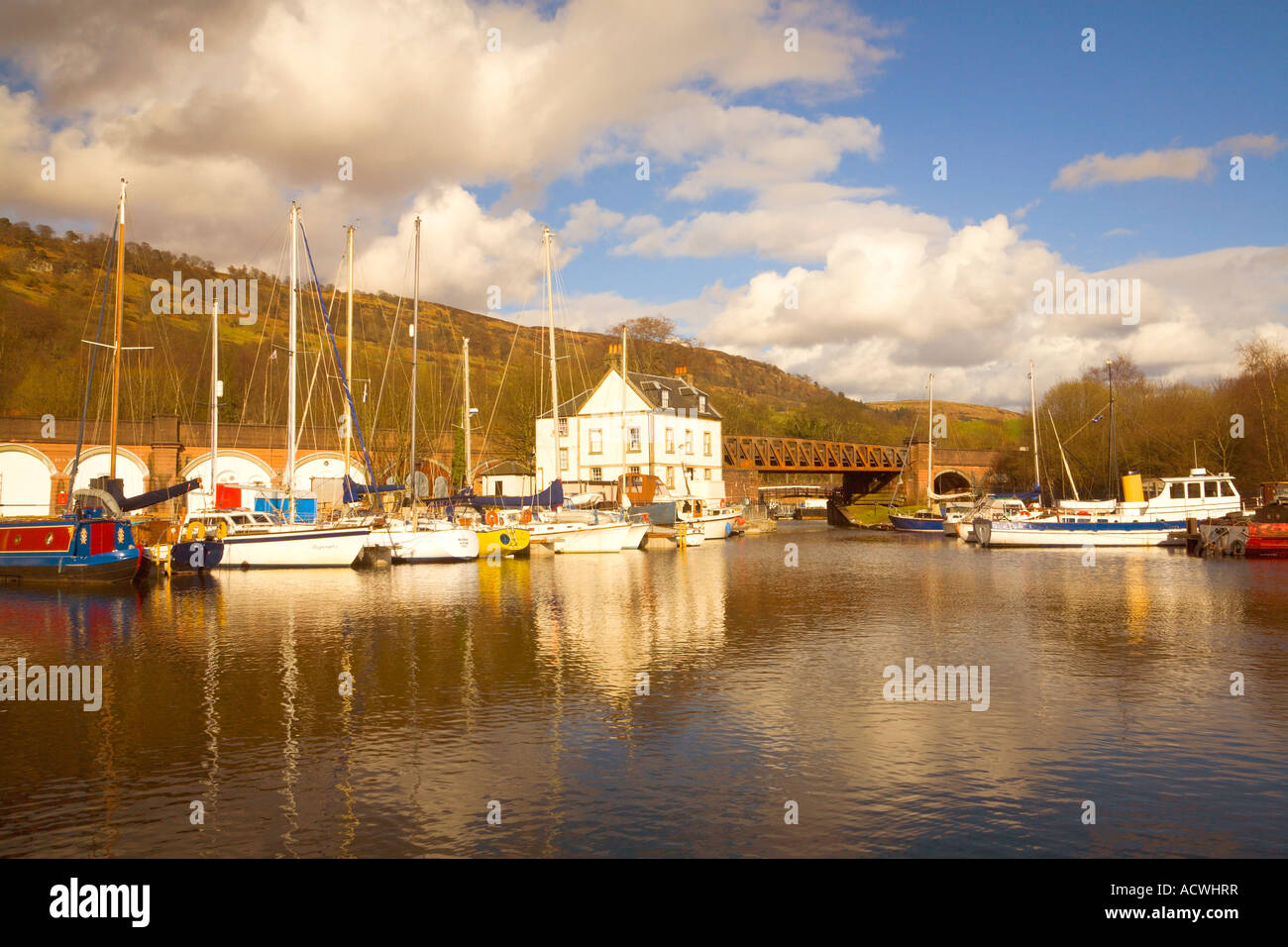 Bowling Basin on the Forth and Clyde Canal Stock Photo - Alamy