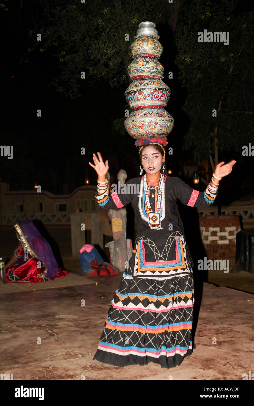 A Rajashani girl in Jaipur India performing dance supporting five ...