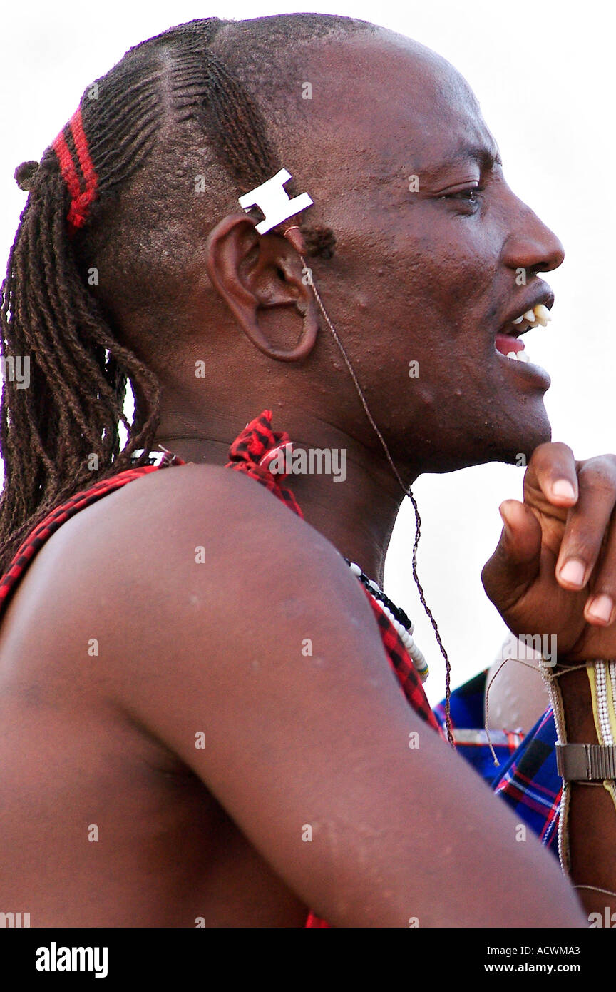maasai warriors or moran in traditional dresses Stock Photo - Alamy