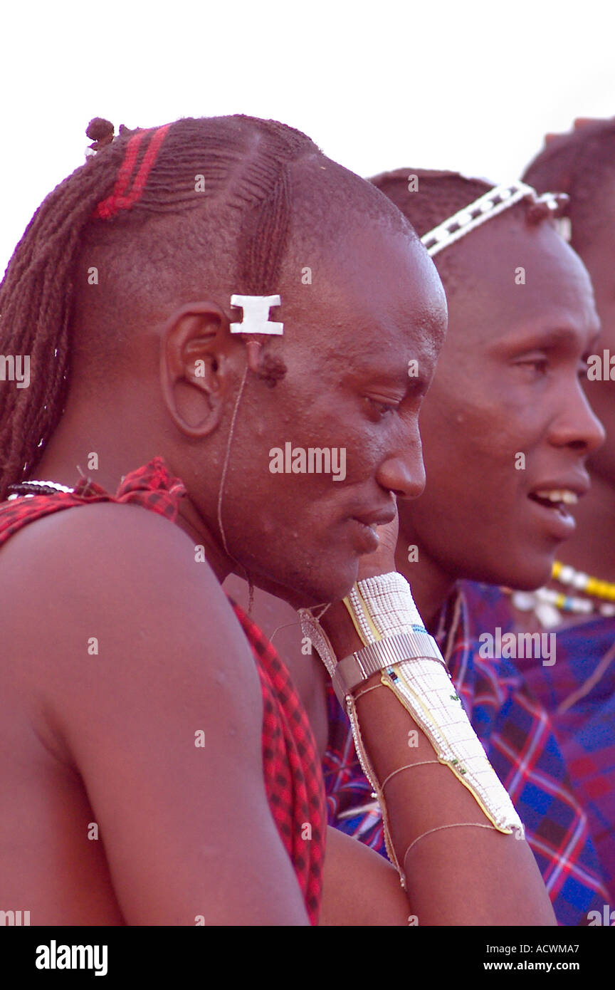 maasai warriors or moran in traditional dresses Stock Photo - Alamy