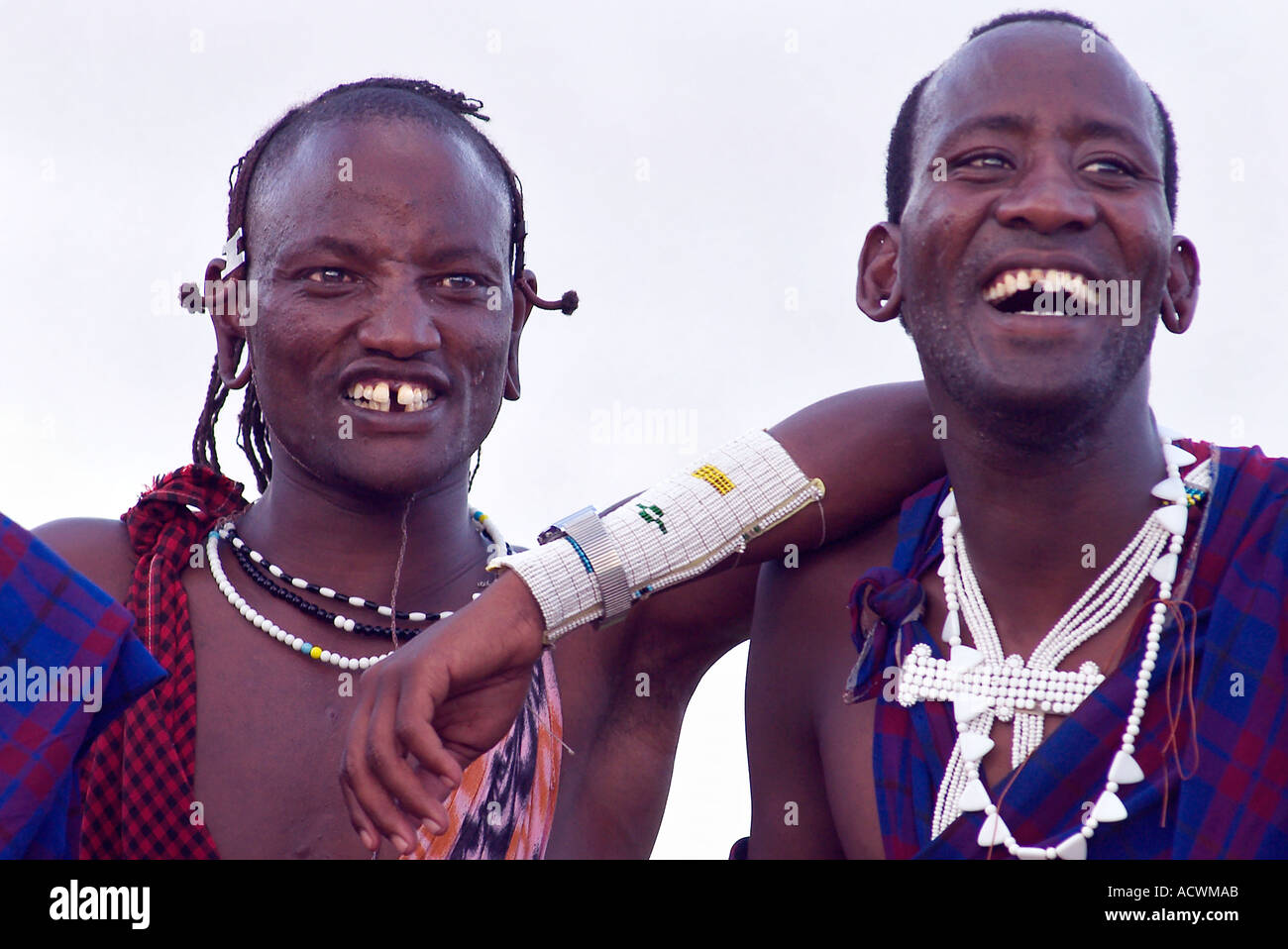maasai warriors or moran in traditional dresses Stock Photo - Alamy
