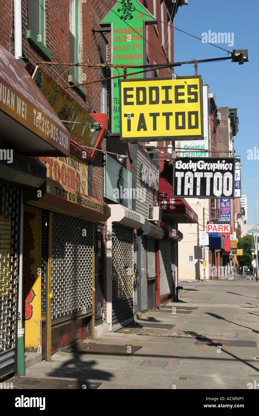 Tattoo parlours Race Street Philadelphia Pennsylvania USA Stock Photo ...