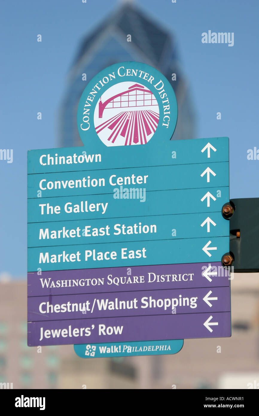 Street sign in Convention Center District Philadelphia Pennsylvania USA ...