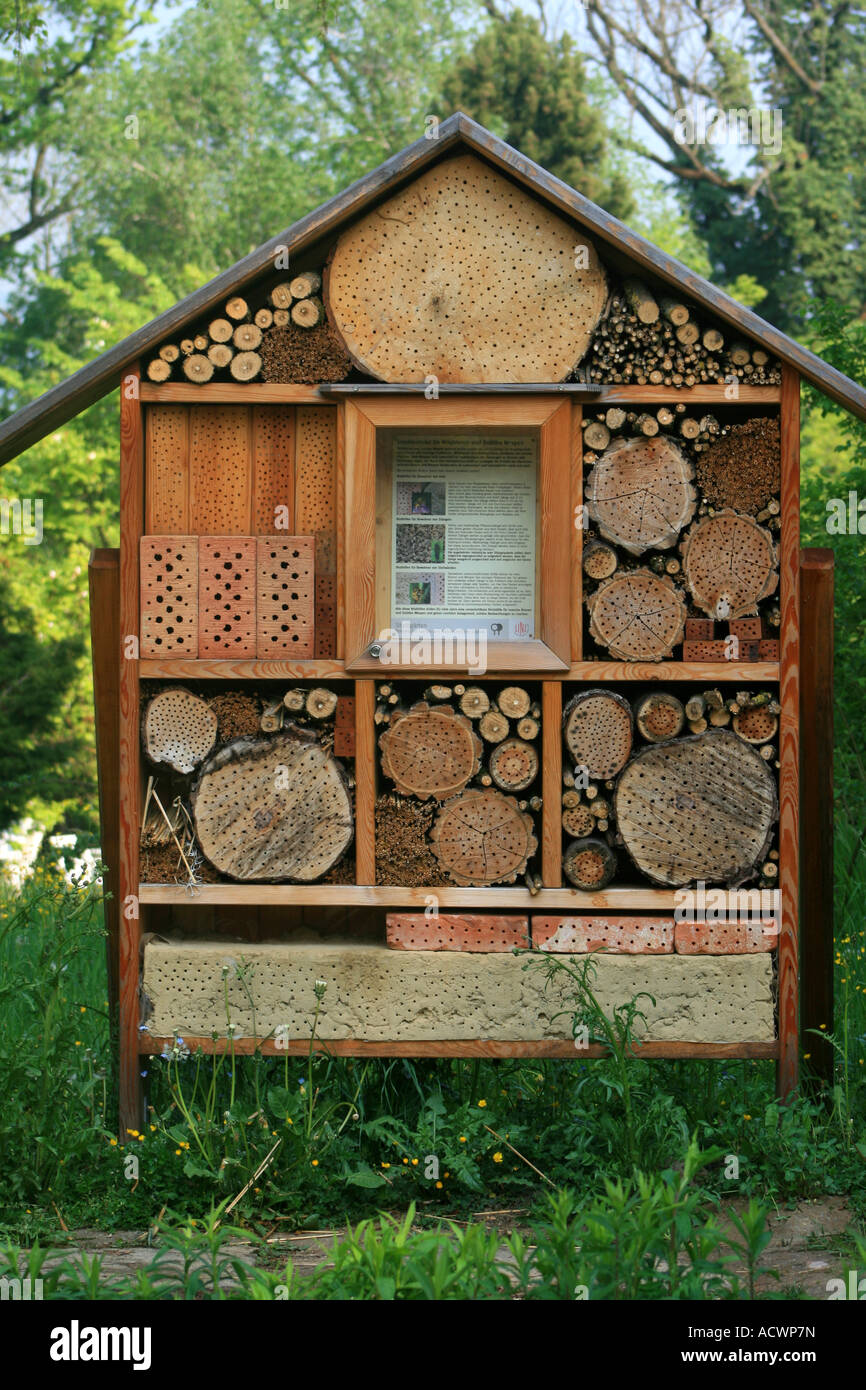 Bee hotel, boxes for wild bees, Austria, Oberoesterreich Stock Photo ...
