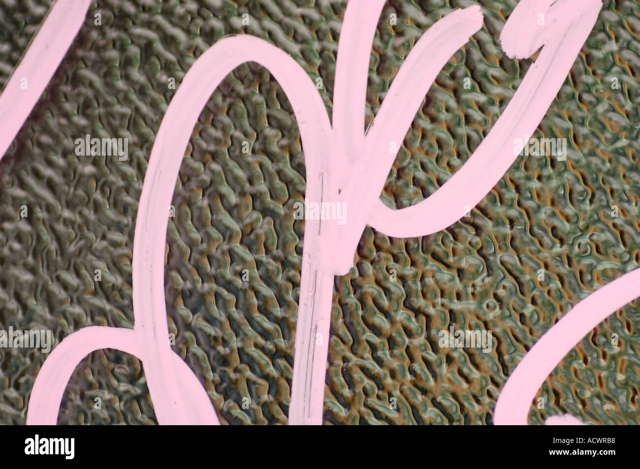 Color horizontal image of pink graffiti text abstract and close up on ...