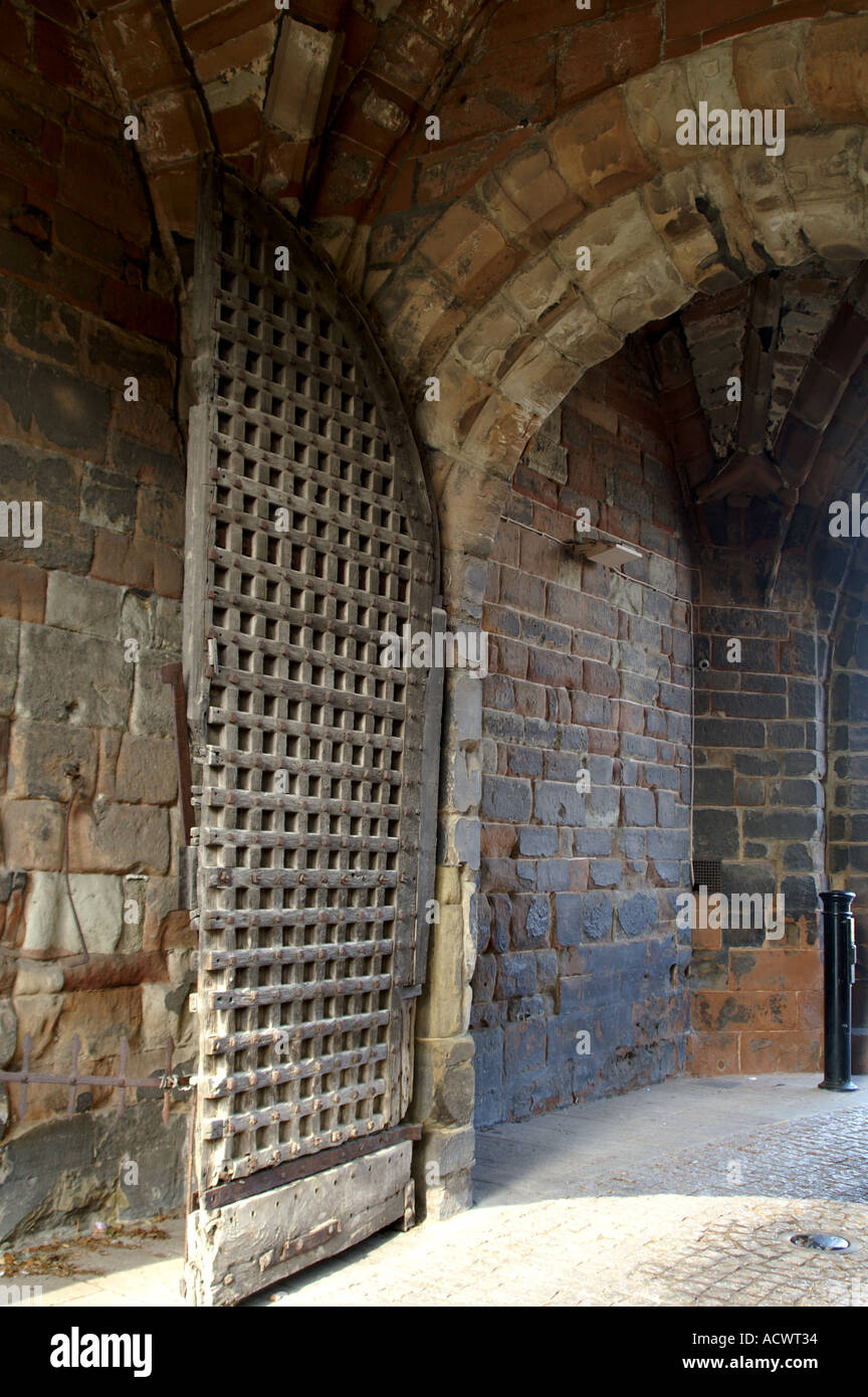 Giant studded door at entrance gate of Worcester Cathedral ...