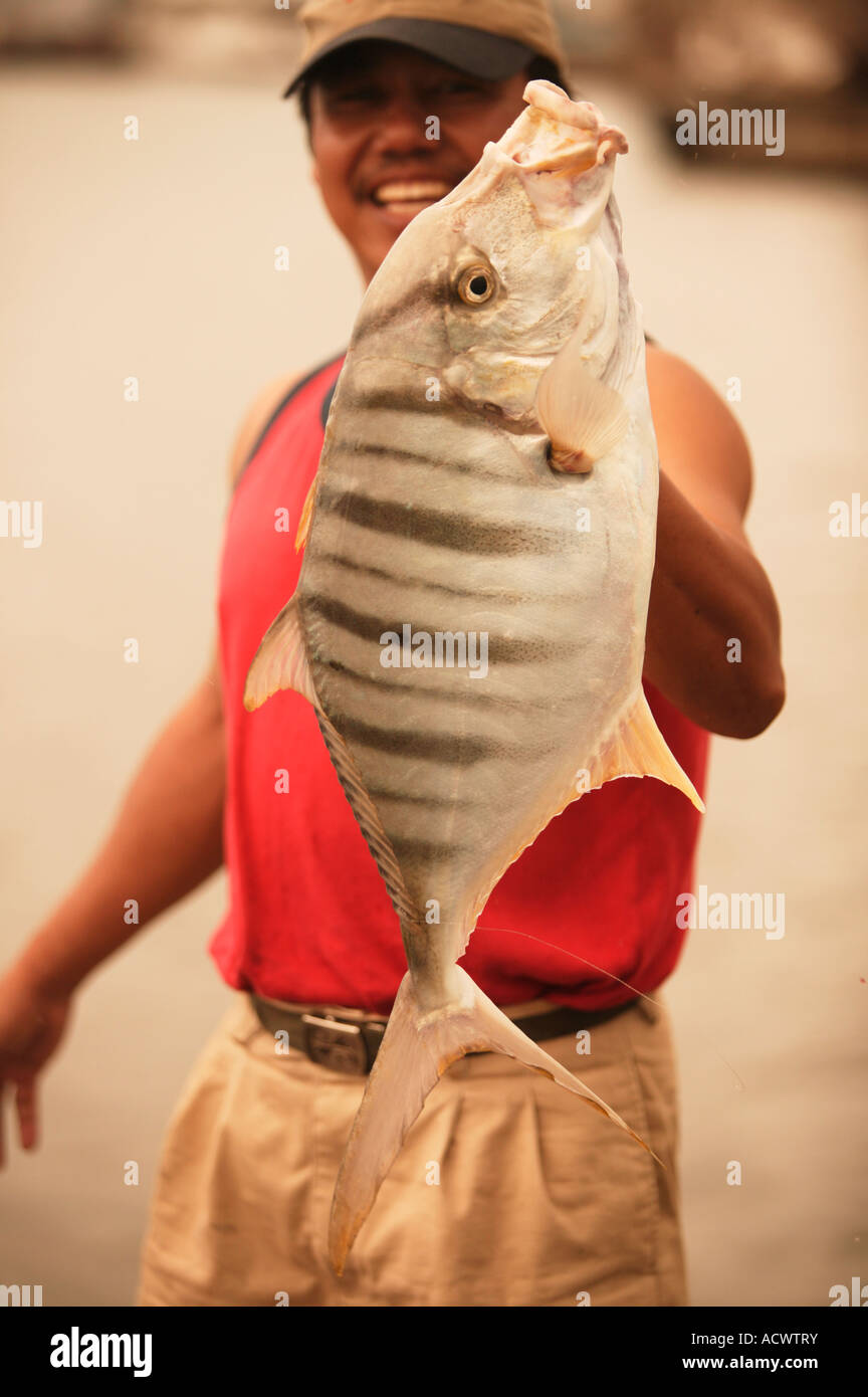Fresh Caught Striped Papio Jack Trevally in Honolulu Stock Photo - Alamy