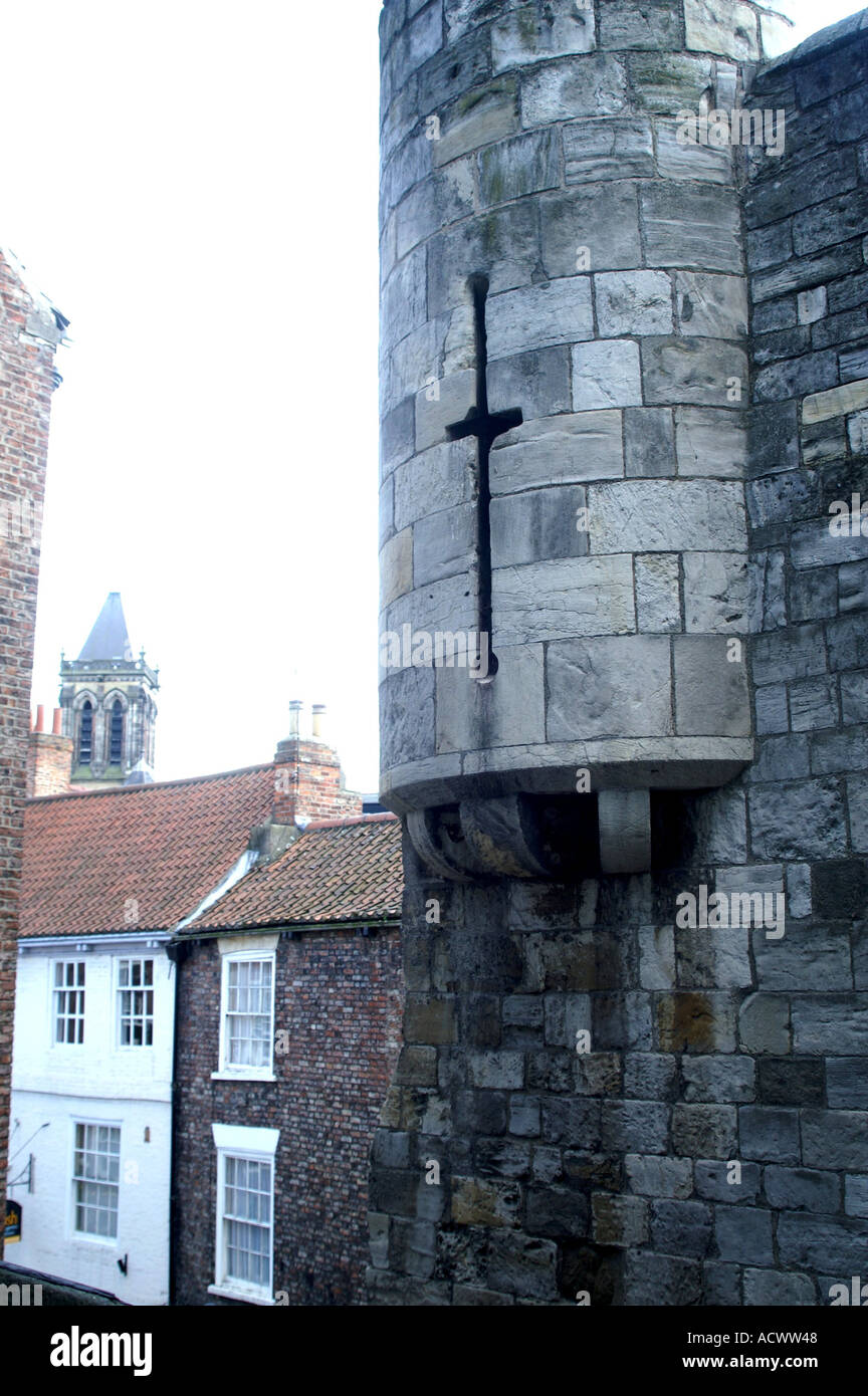 Turret on top of Bootham Bar York City Walls North Yorkshire England UK ...