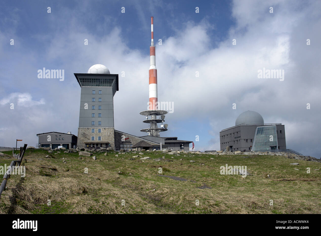 Buildings and installations on top of Brocken in the Harz Mountains ...