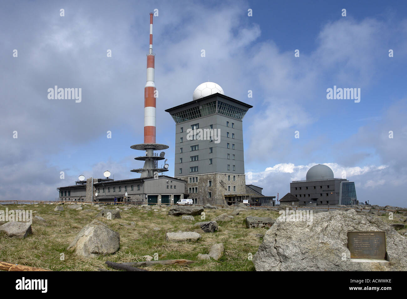Buildings and installations on top of Brocken in the Harz Mountains ...