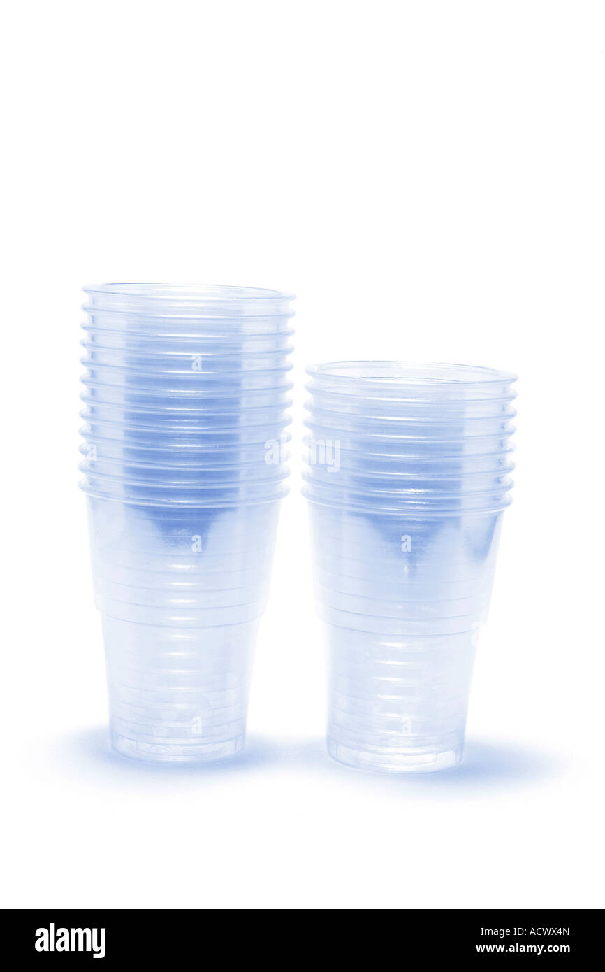 Stacks of Plastic Cups Stock Photo - Alamy