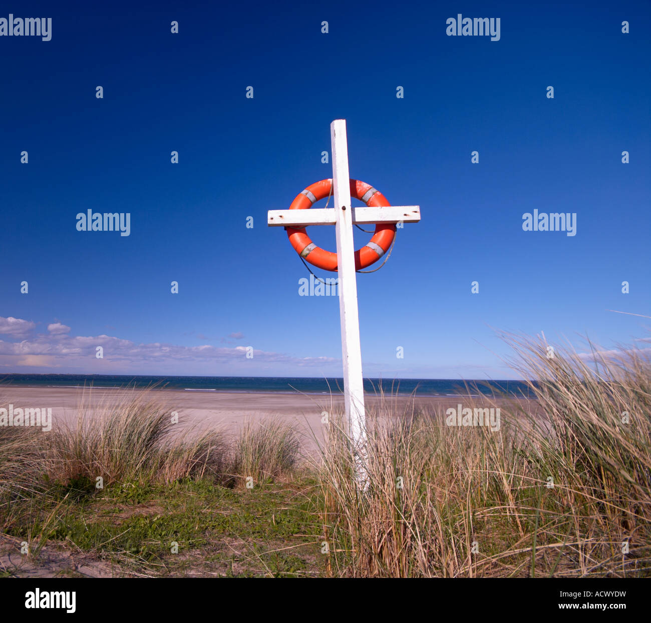 Red Safety "Life belt" on Seahouses Beach in Northumberland "Great ...