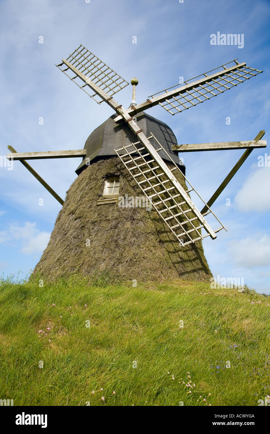 Old heather thatching windmill Stock Photo - Alamy