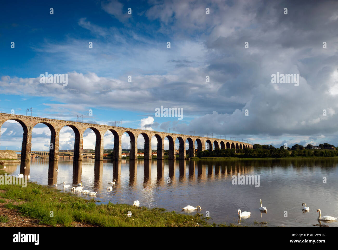 The "Royal Border Bridge" in Berwick upon Tweed in Northumberland ...