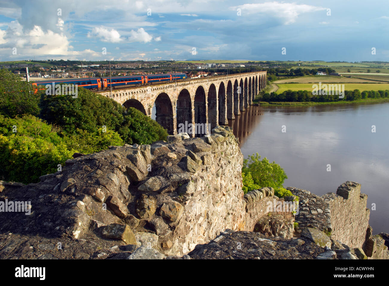 The "Royal Border Bridge" in Berwick upon Tweed in Northumberland ...