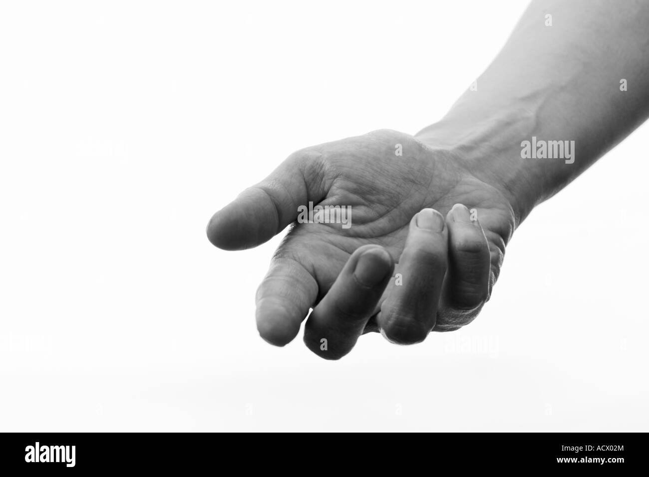 Cupped hands white background (black and white image Stock Photo - Alamy
