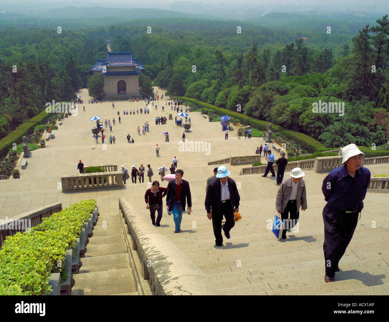 Chinese pilgrims climb the steps to the Mausoleum of Sun Yatsen, the ...